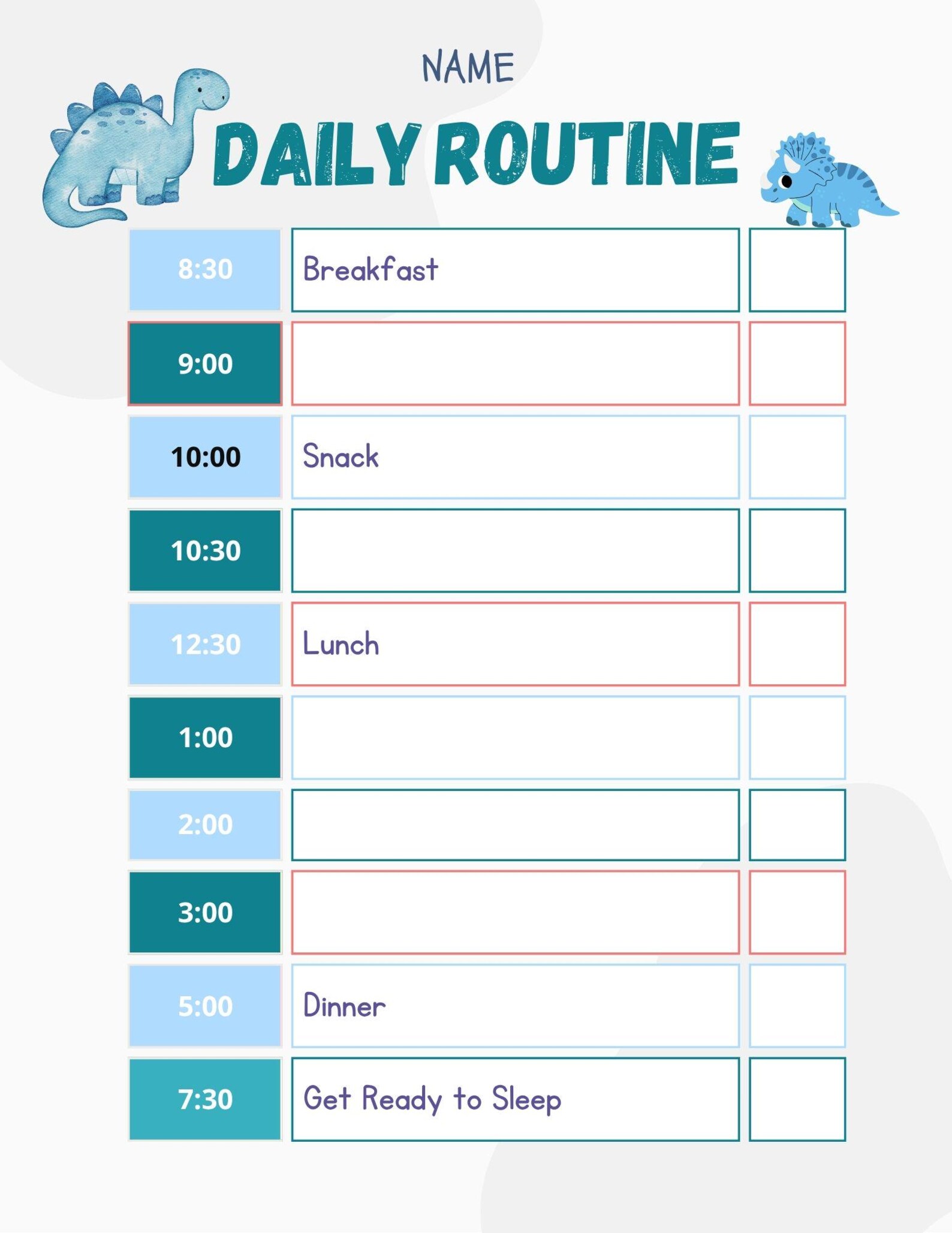 Editable Dinosaur Daily Routine Schedule - Etsy