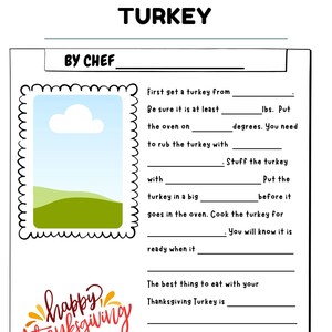 How to Cook a Turkey Activity | Thanksgiving Printable Preschool–3rd ...