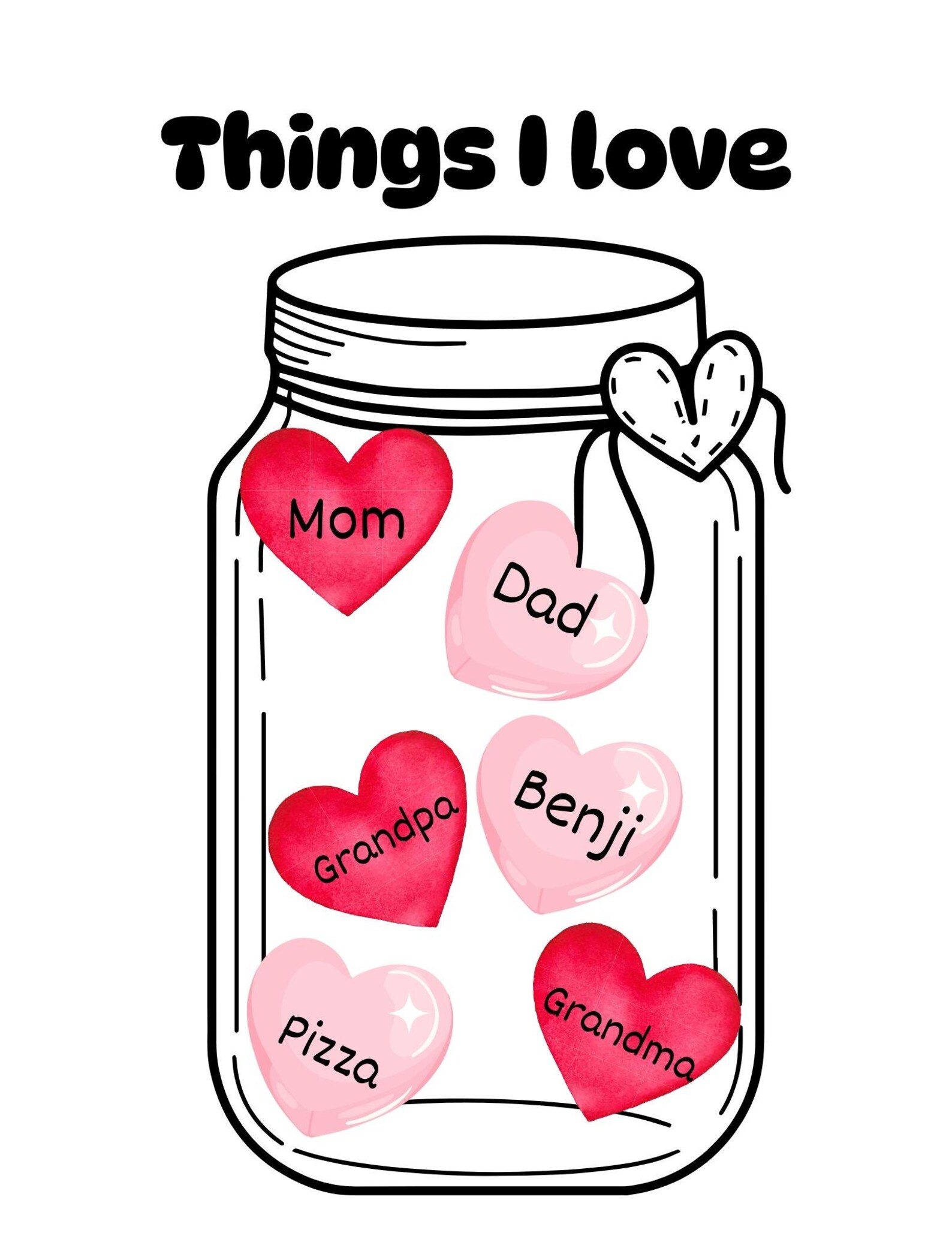 Things I Love Jar Printable | Valentine Activity for Kids | Preschool ...
