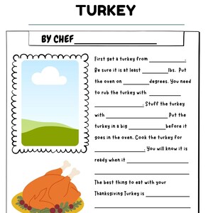 How to Cook a Turkey Activity | Thanksgiving Printable Preschool–3rd ...