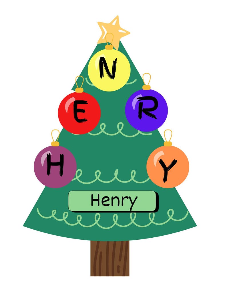Christmas Tree Name Craft | Printable Ornament Name Activity | Kids ...
