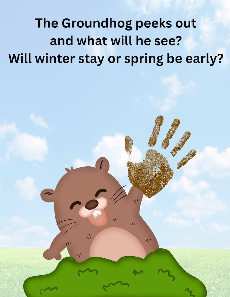 Groundhog Day Handprint Craft Printable | Preschool February Activity ...