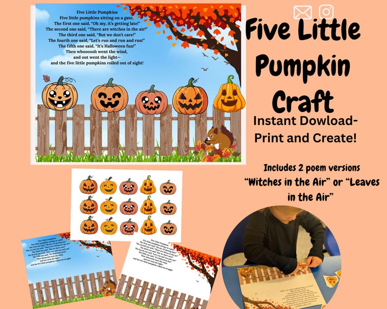 Five Little Pumpkins Poem Printable | Fall or Halloween Classroom Craft ...