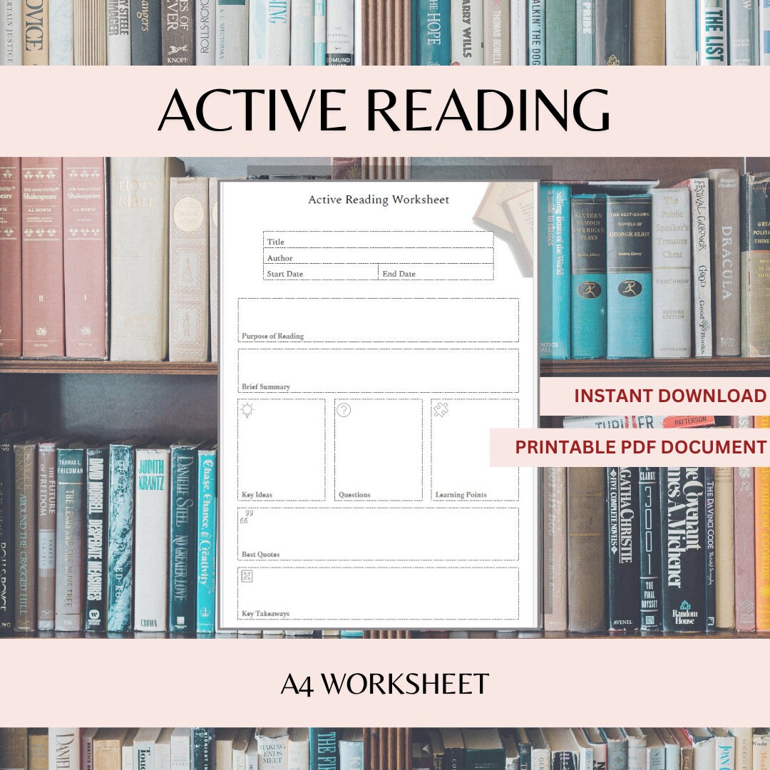 Active Reading Worksheet. Reading Tracker. Learning Aid. Improve ...