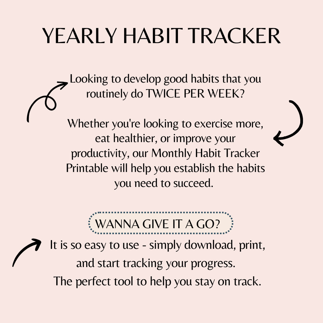 Yearly Habit Tracker. Habit Tracker. Twice per Week. Habit - Etsy