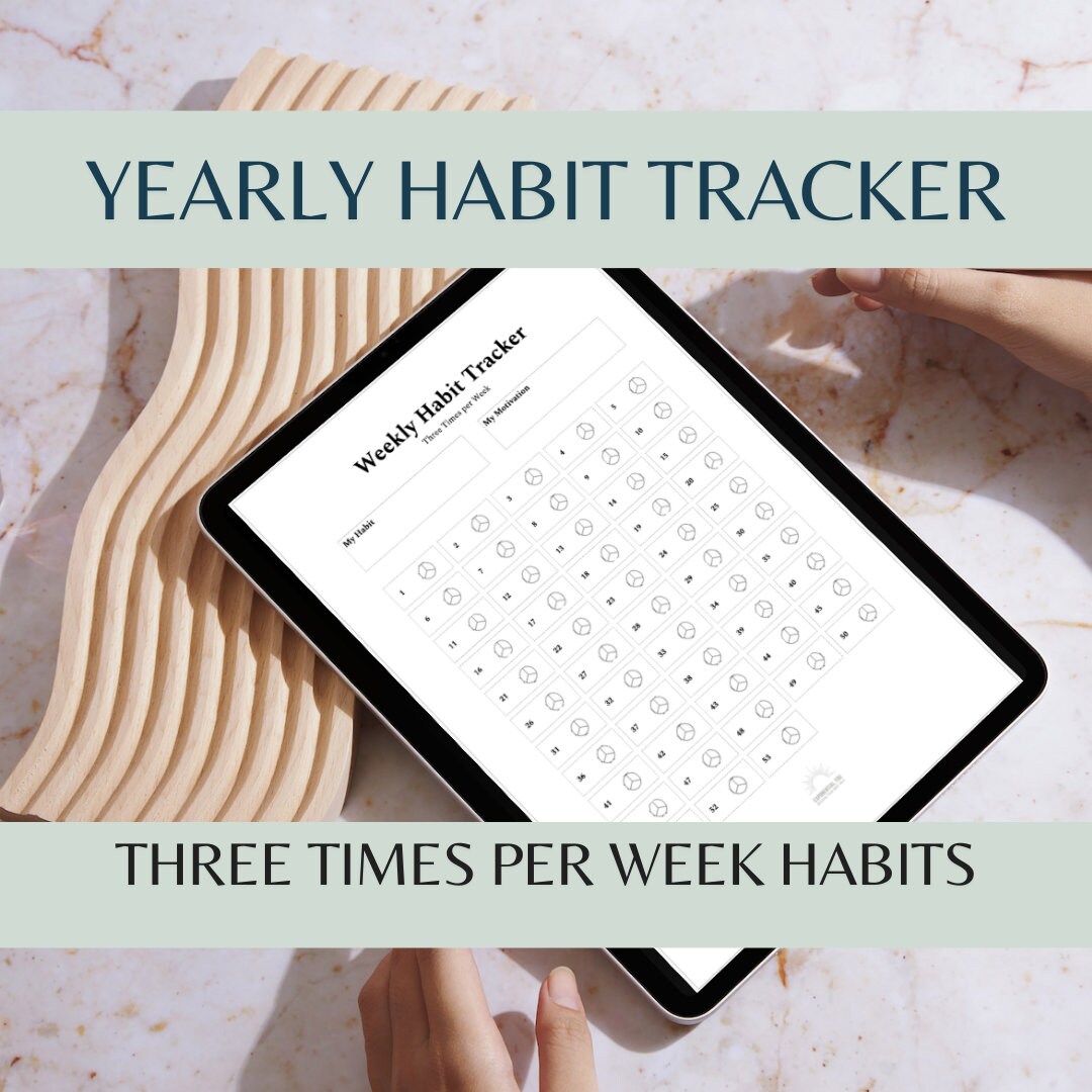 Yearly Habit Tracker. Habit Tracker. Three Times per Week. Habit ...