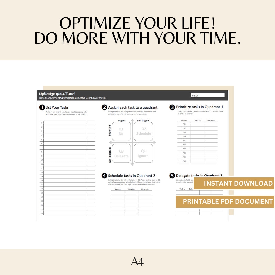 Time Management Printable, Time Management Planner, Time Management ...