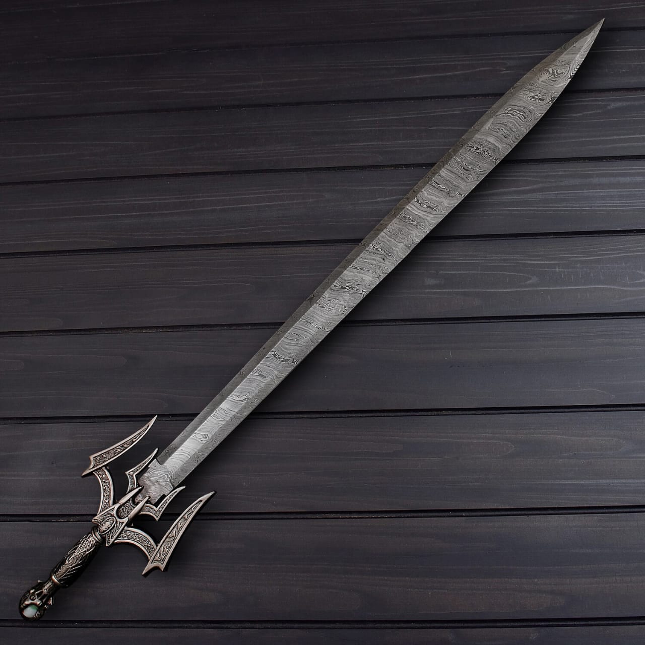 Real Medival Viking Damascus Sword Battle Ready Sword With Leather ...