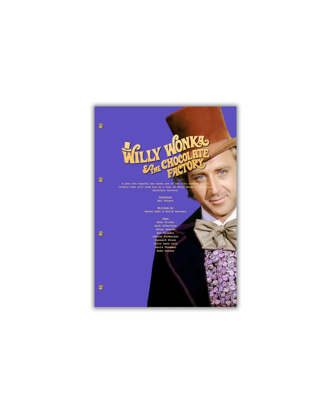 Willy Wonka and the Chocolate Factory Script/screenplay - Etsy