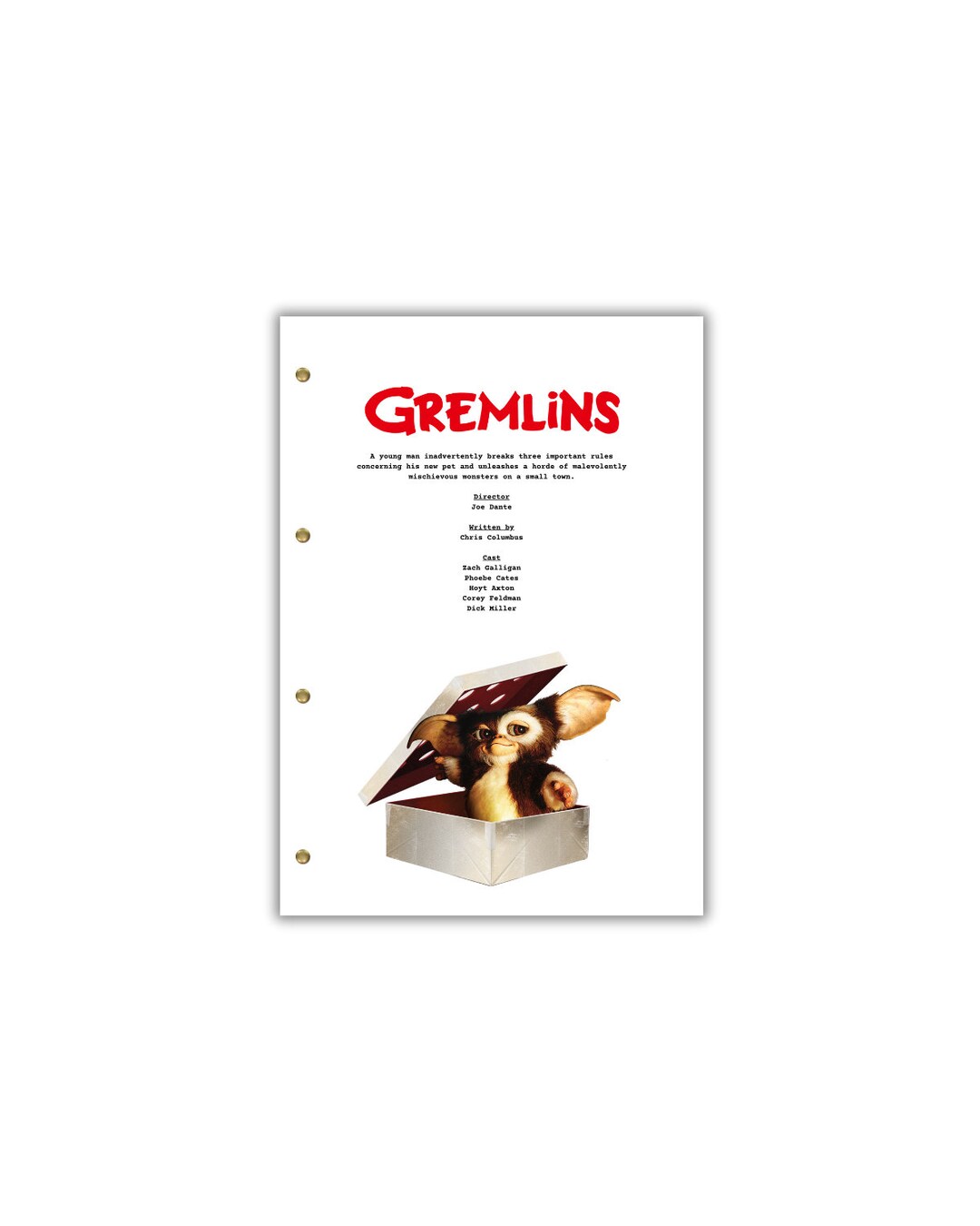 Gremlins Script/screenplay - Etsy
