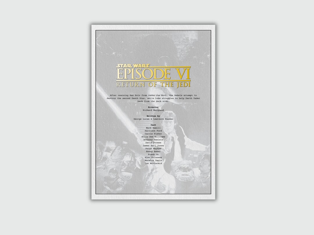 Star Wars Episode VI Return of the Jedi Script/screenplay - Etsy