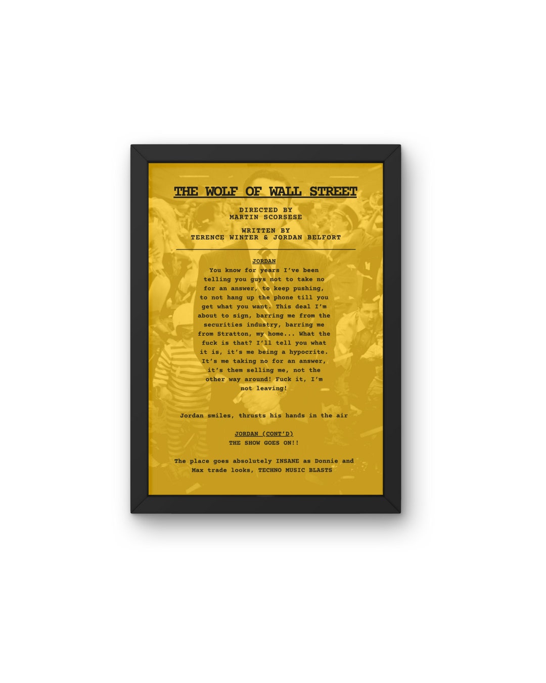 Wolf of Wall Street Movie Screenplay Wall Art Movie Poster - Etsy