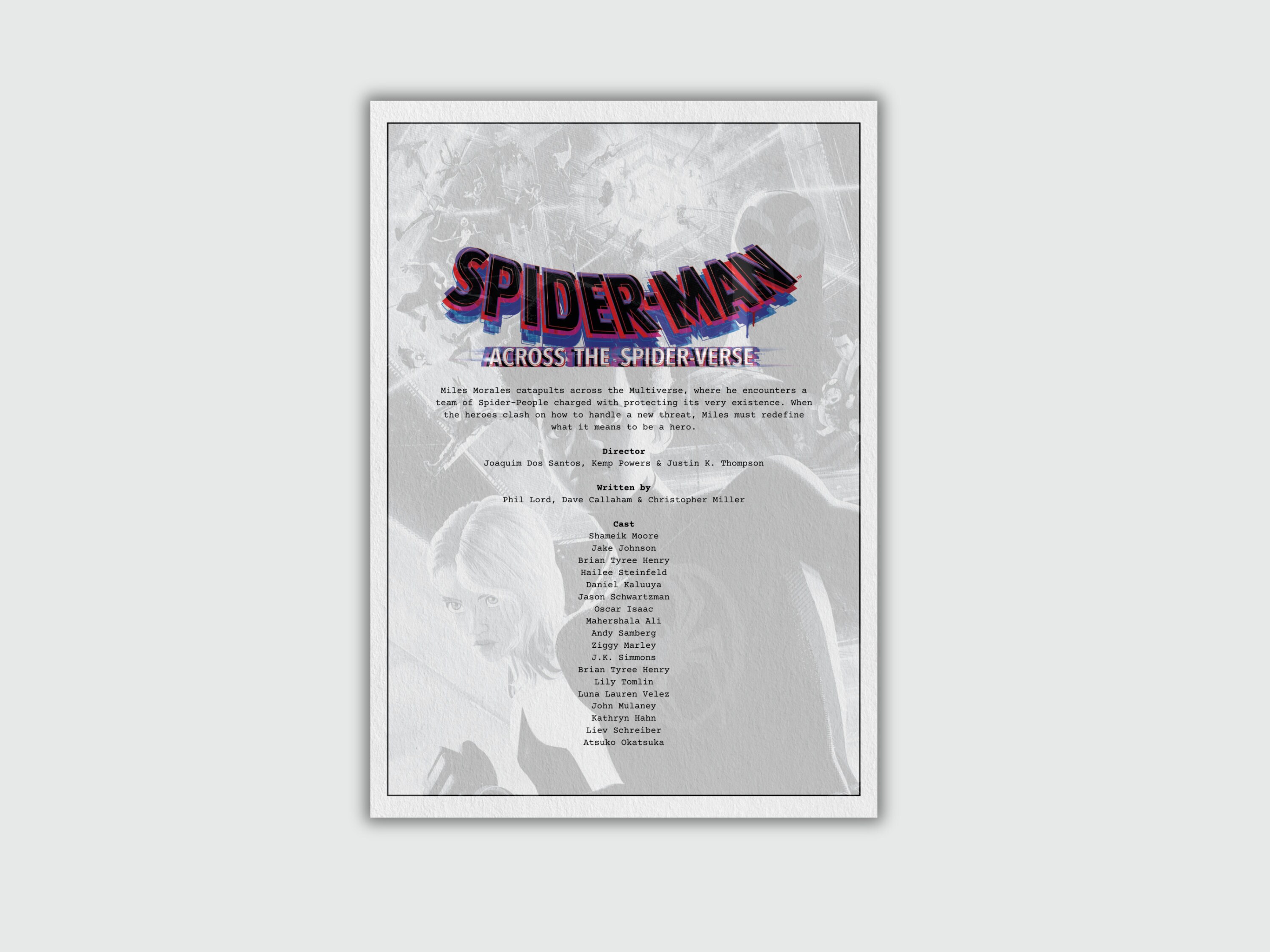 Spider-man Across the Spider-verse Script/screenplay - Etsy