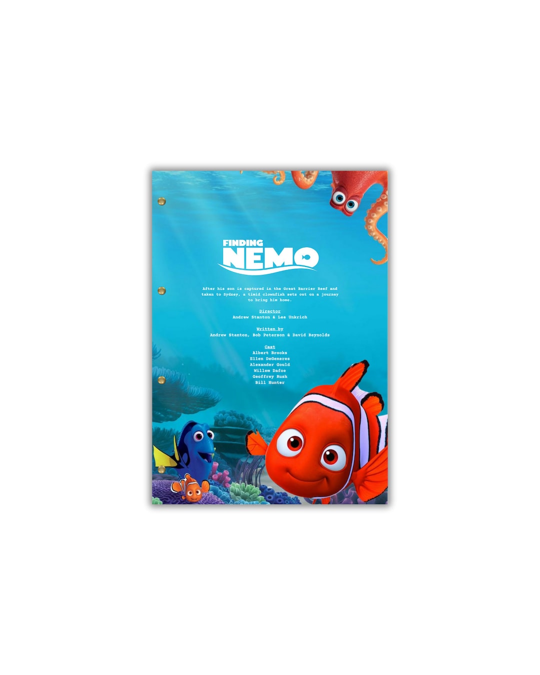 Finding Nemo Pixar Script/screenplay - Etsy