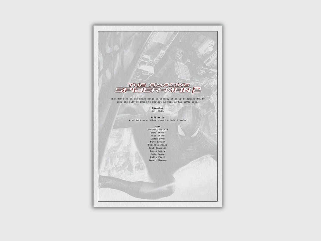 The Amazing Spider-man 2 Script/screenplay - Etsy