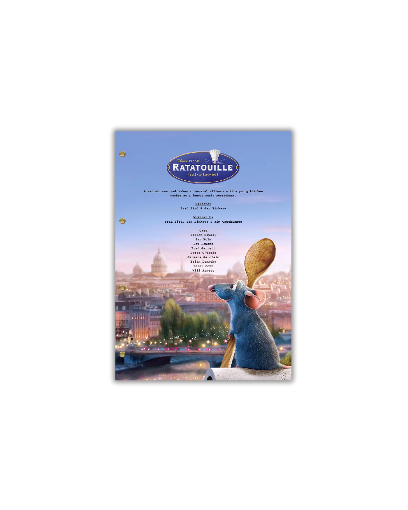 Ratatouille Pixar Script/screenplay - Etsy