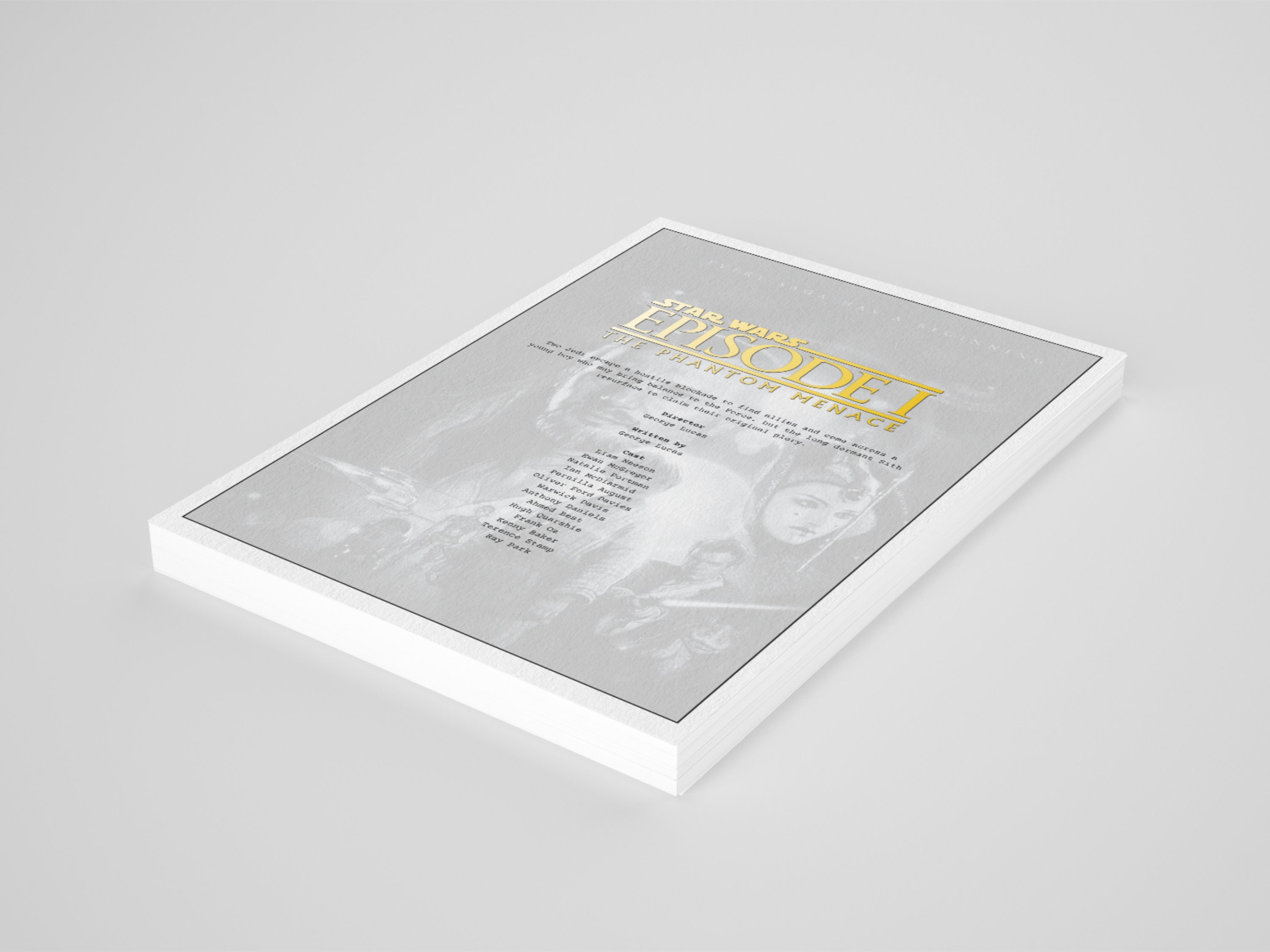 Star Wars Episode I the Phantom Menace Script/screenplay - Etsy UK