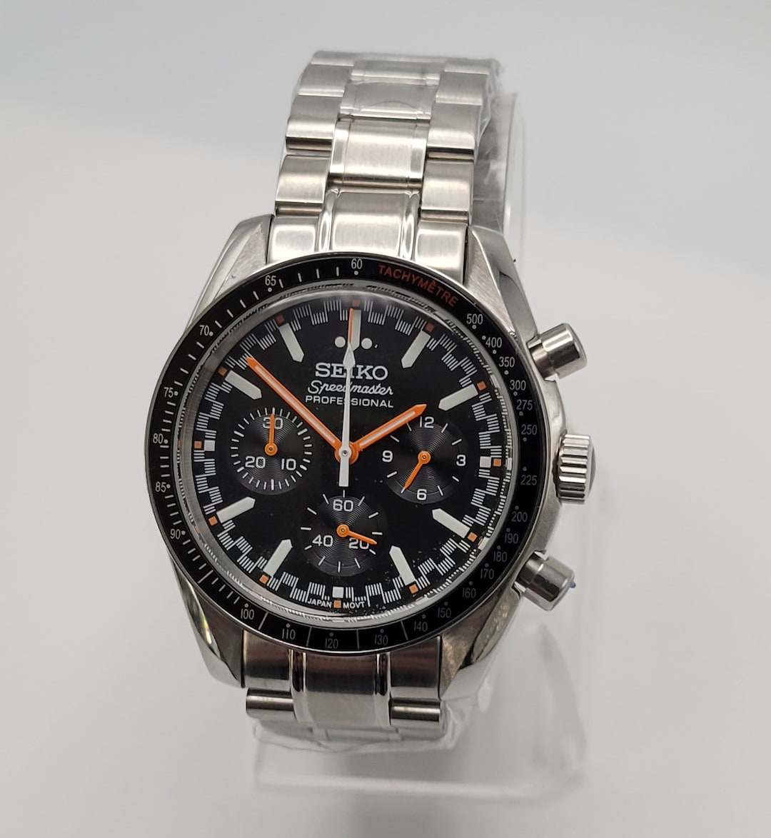 Speed Master Homage Black/orange Seiko VK63 Quartz Chrono - Etsy