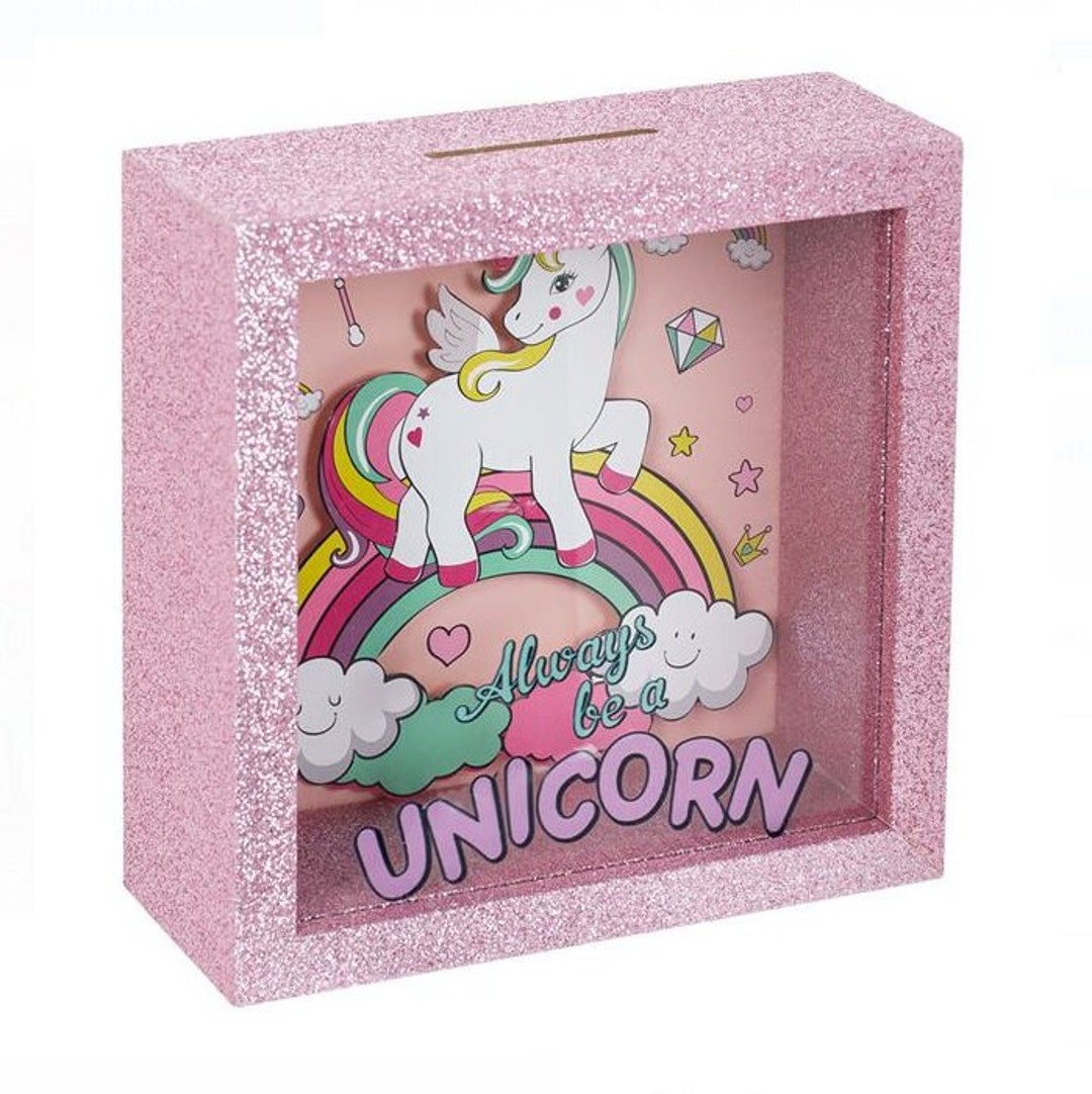 Adorable Unicorn Piggy Bank - Pink Wooden Saving Box, Girls' Room Decor ...