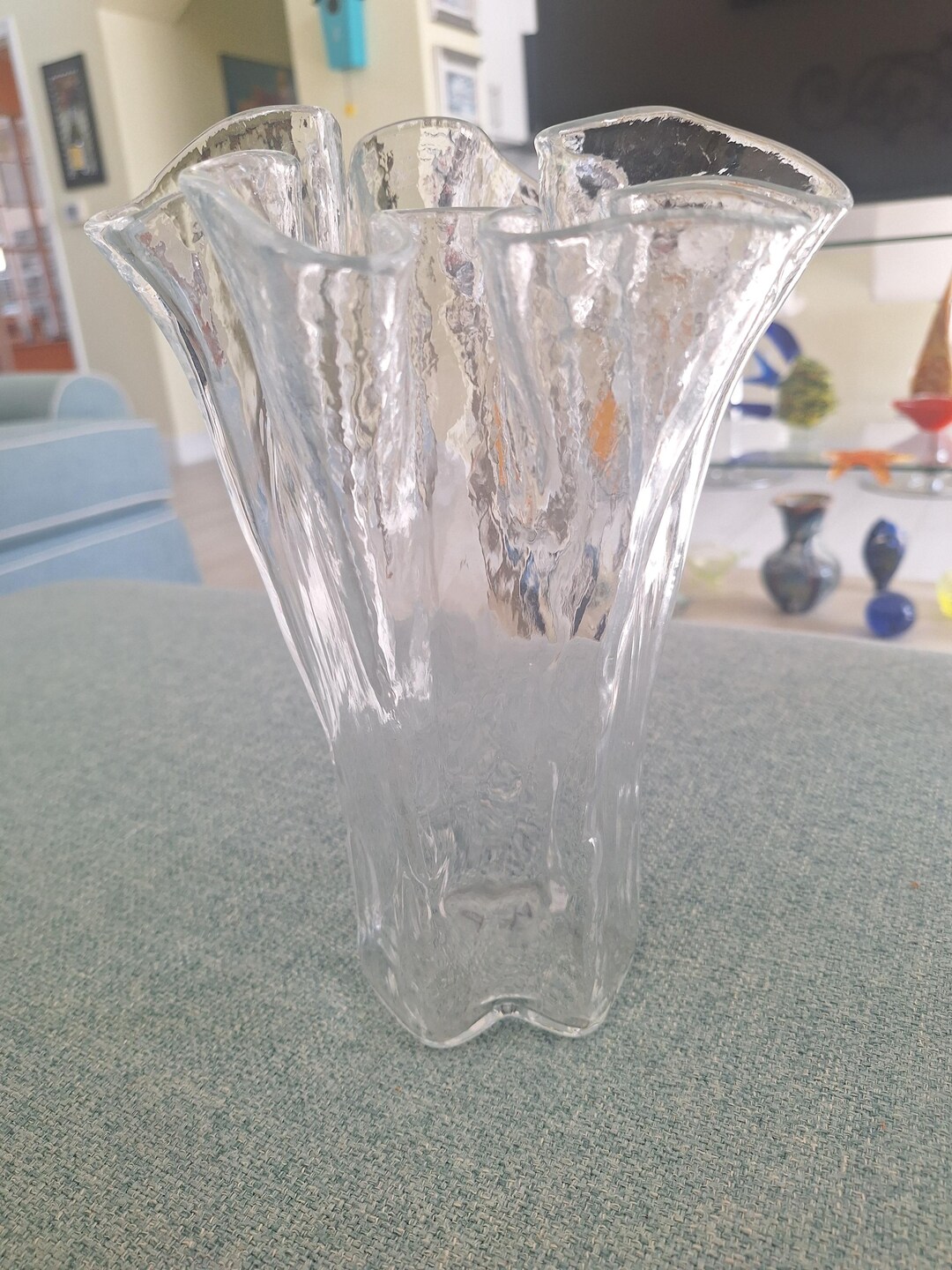Vintage Muurla Lasi Finnish Vase 1980's Clear Glass Ruffled Edges ...