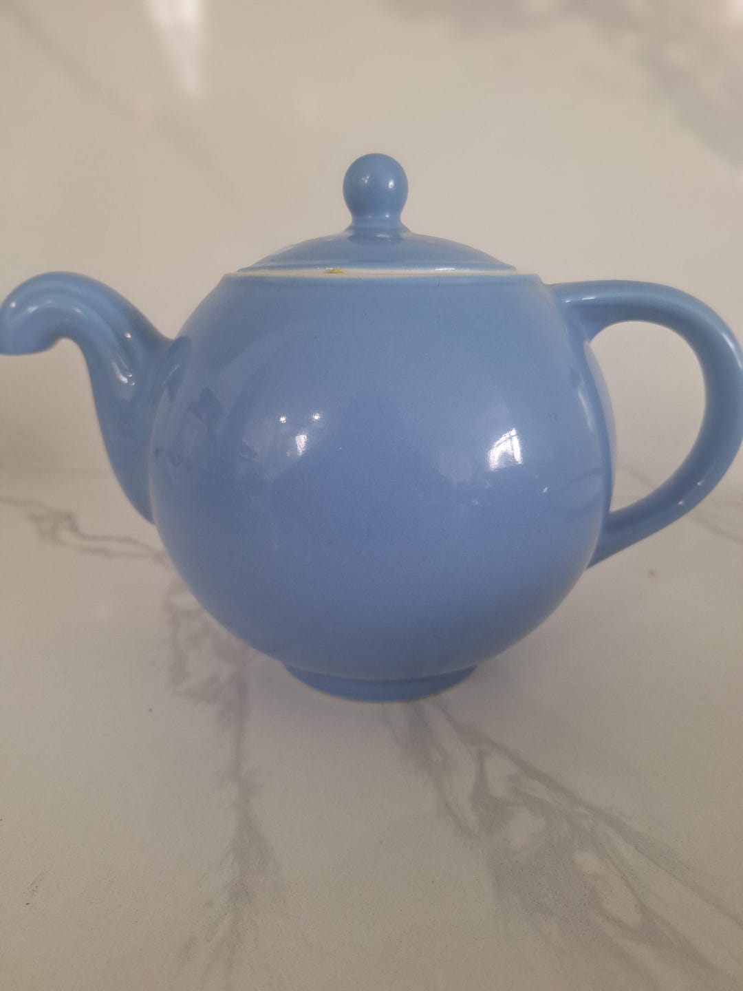 Rare Vintage Hull Denim Blue Teapot With Turned Down Spout Pre Owned ...