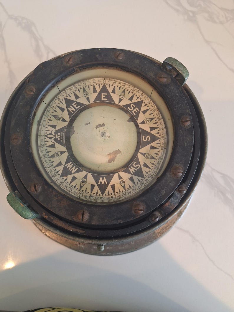 World War II Ship's Compass Made by John E Hand & Son Co Nautical ...