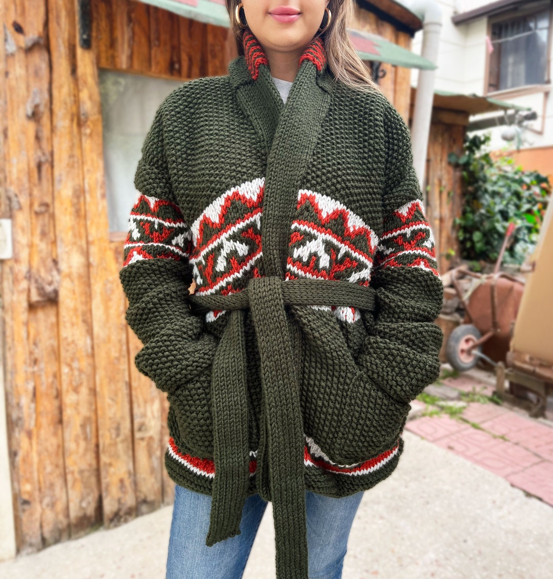 Green Starsky and Hutch Cardigan Sweater Inspired Chunky Sweater ...