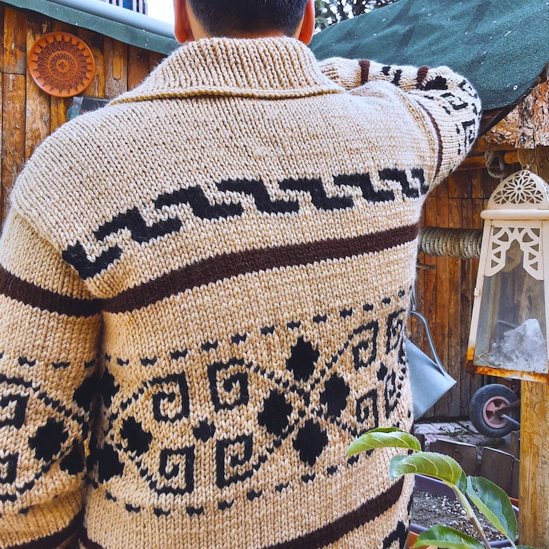 Dude Style Sweater Big Lebowski Cardigan Hand Knit Wool Cowichan Style ...
