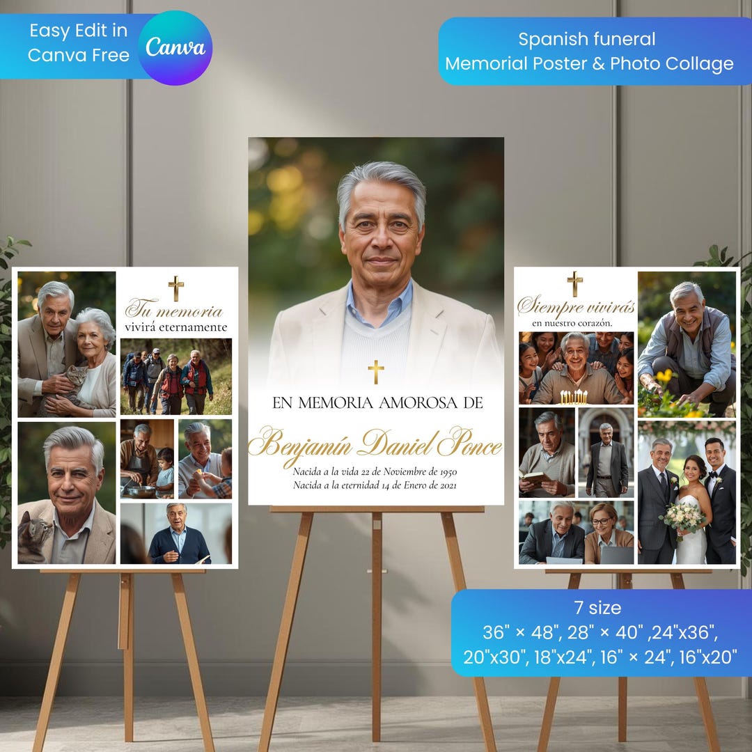 Editable Spanish Funeral Welcome Sign Template | Memorial Poster ...