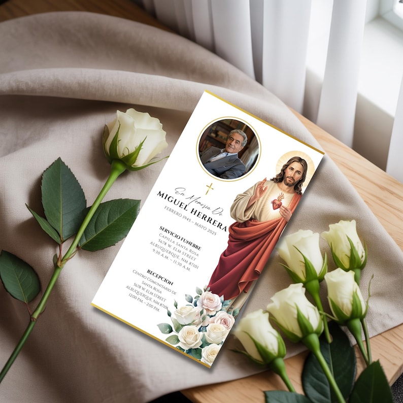 Funeral Invitation Jesus Cristo | Editable Catholic Funeral Invite ...