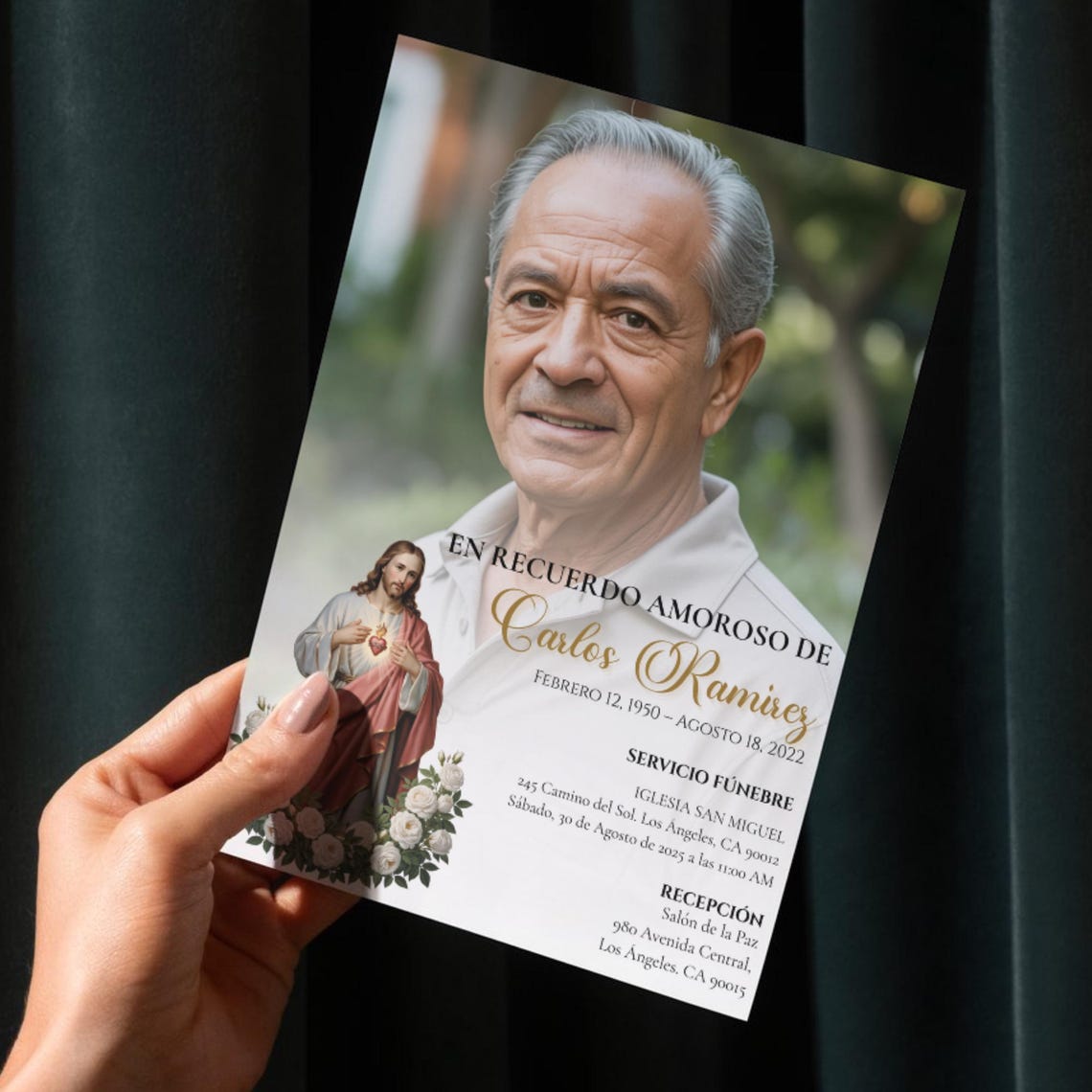 Spanish Funeral Invitation Template | Jesús Cristo Tarjeta Fúnebre ...
