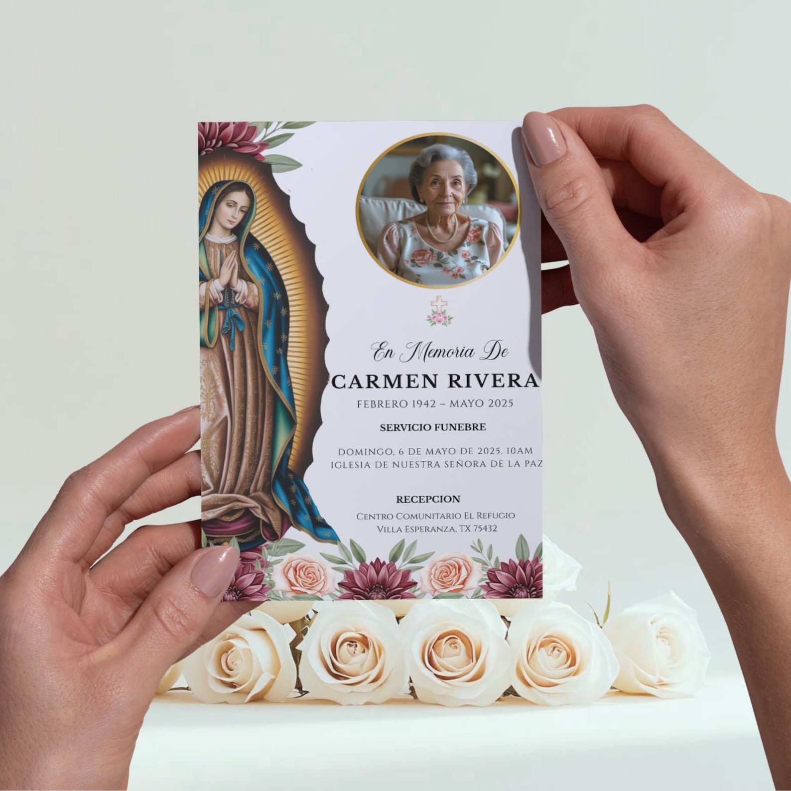 Spanish Funeral Card Template | Virgen De Guadalupe (canva Editable ...