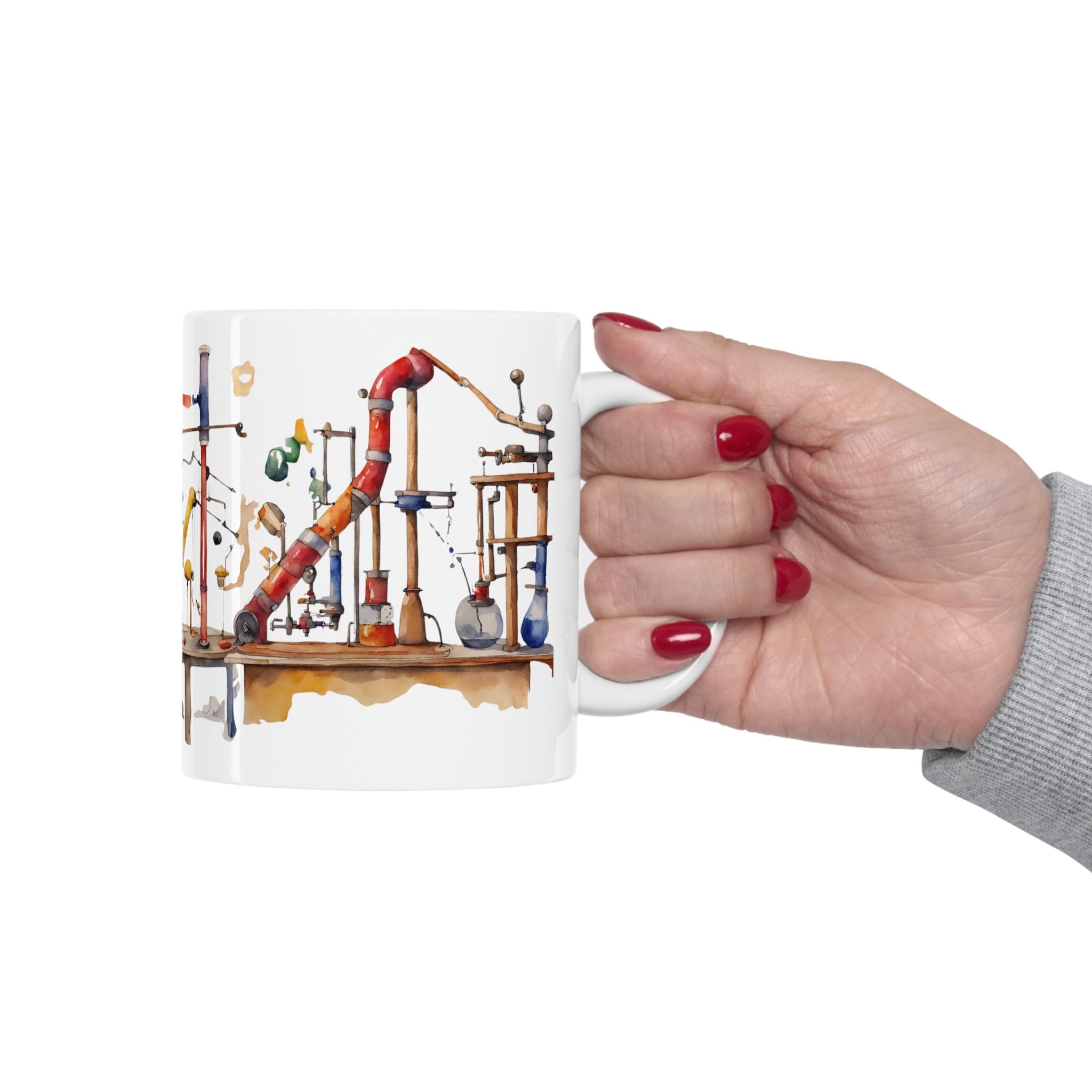 Rube Goldberg Machine Mug, Colorful Laboratory Gift for Teacher ...
