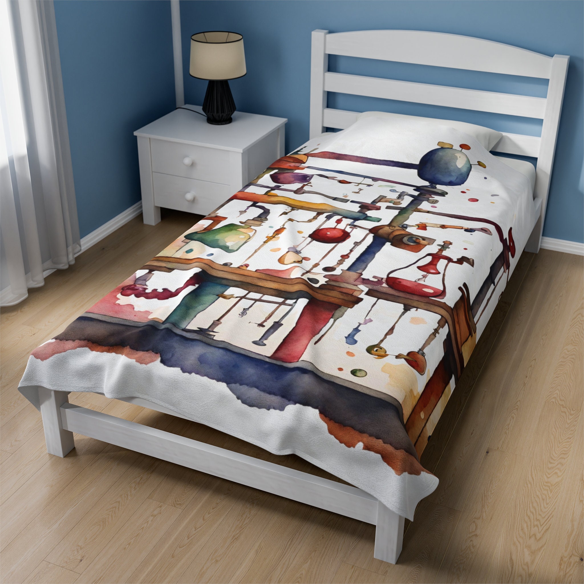 Laboratory Machine Print Blanket, Science Theme Plush Blanket, Gift for ...