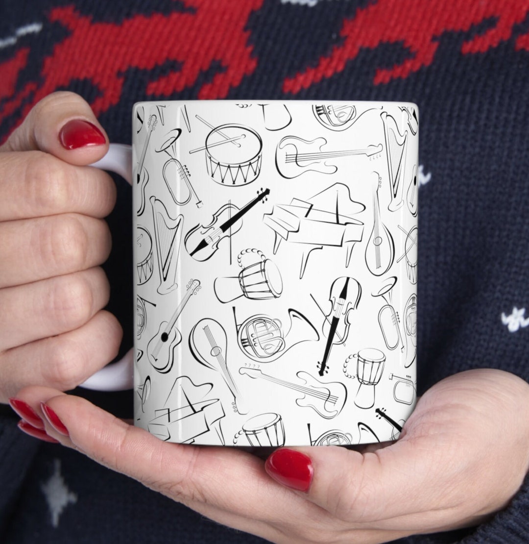 Musical Instrument Mug, School Band Theme Gift, Music Theme Gift Mug ...