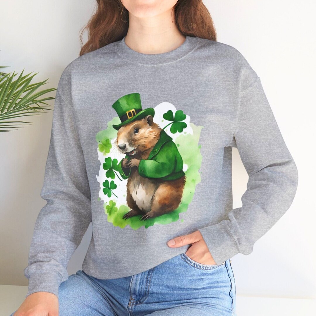 St. Patrick's Day Groundhog Sweatshirt, Animal Sweatshirt Gift ...