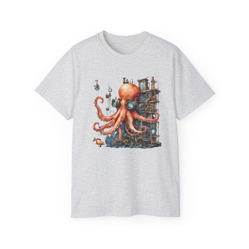 Steampunk Octopus Graphic T-shirt, Aquatic Theme Clothing, Under the ...