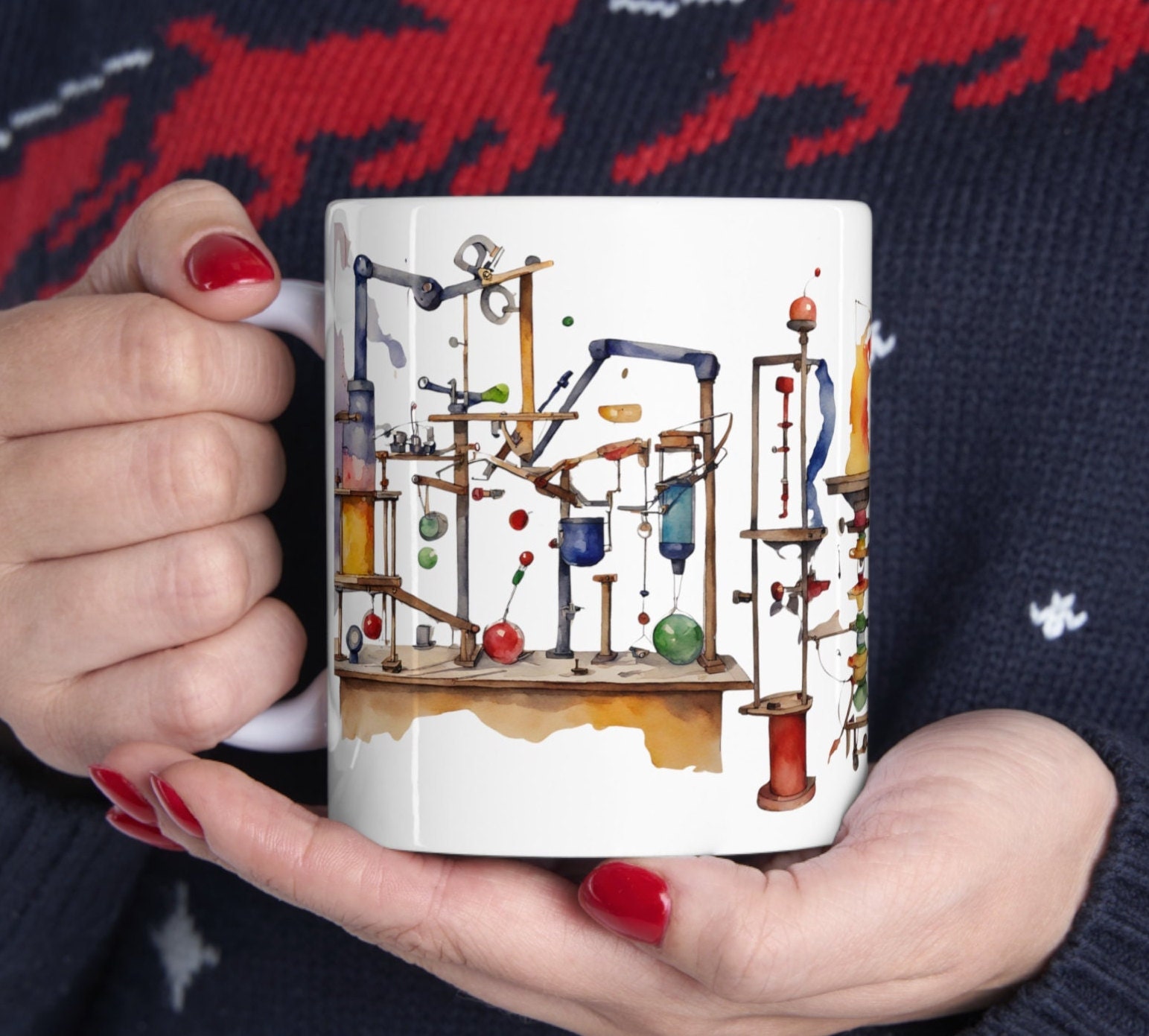 Rube Goldberg Machine Mug, Colorful Laboratory Gift for Teacher ...