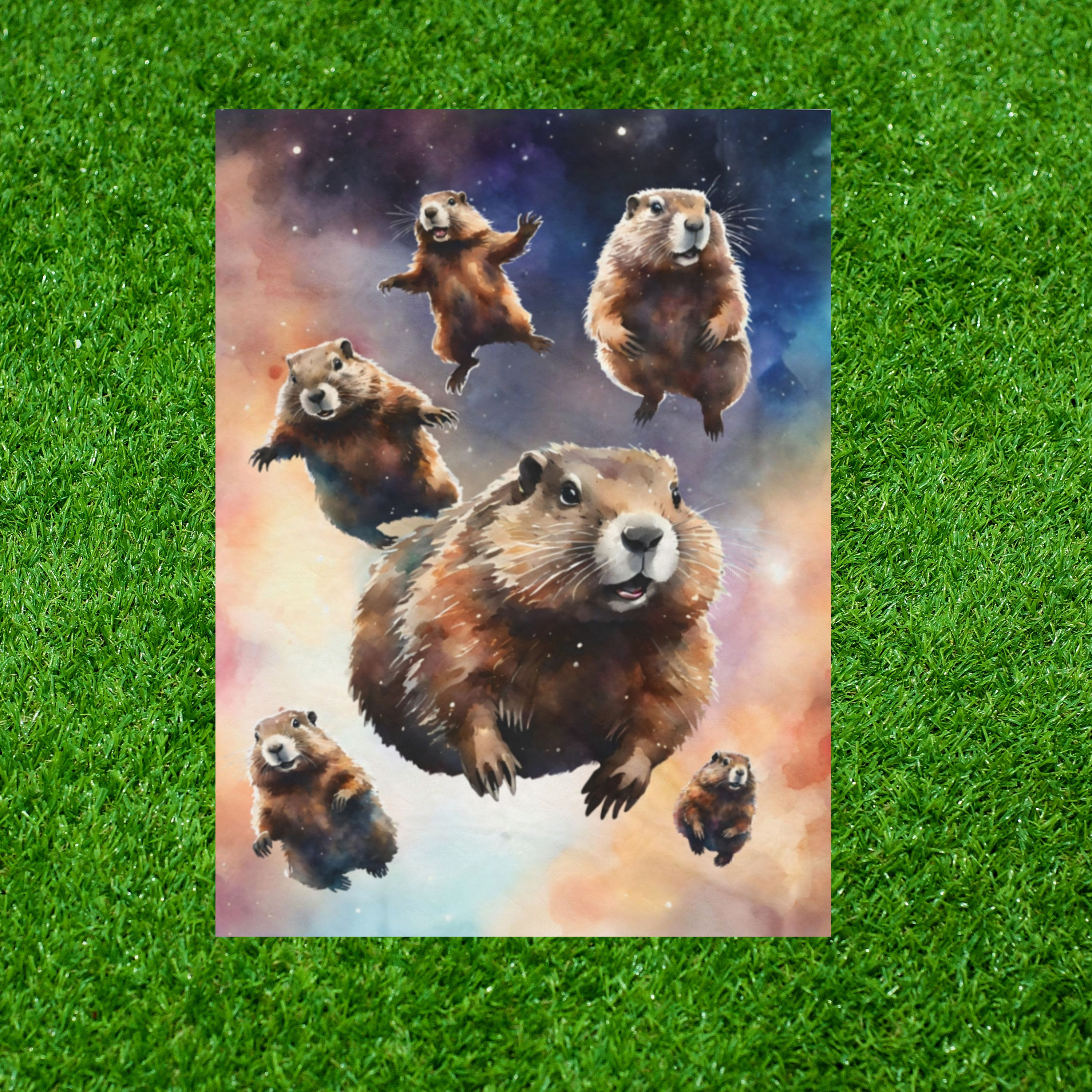 Groundhogs in Space Blanket, Velveteen Plush, Adult and Kids Room Throw ...