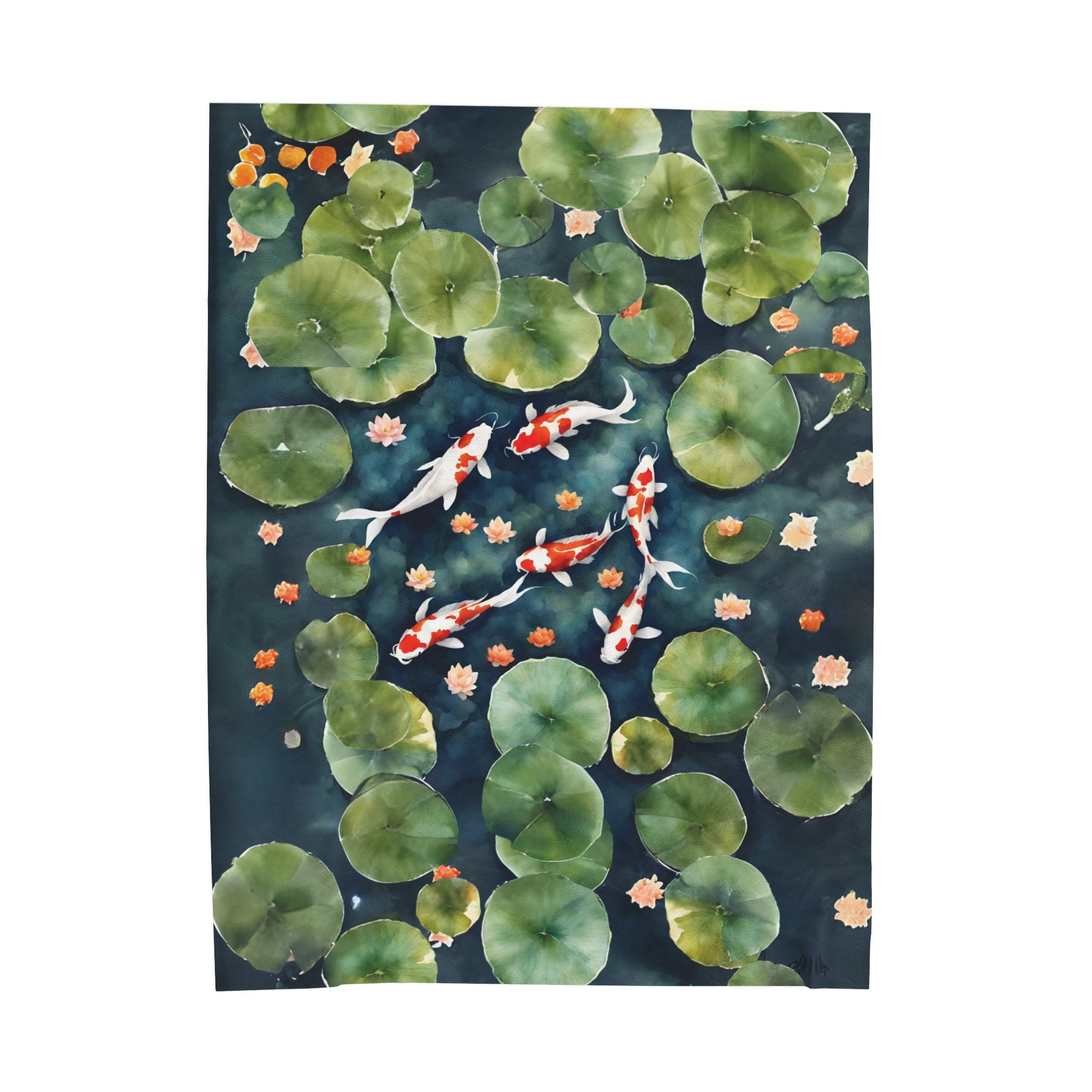 Cottagecore Decore Koi Pond Plush Blanket and Throw, Fish Theme Decor ...