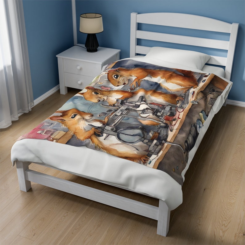 Squirrel Engineers Blanket, Science Theme Blanket, Rube Goldberg ...