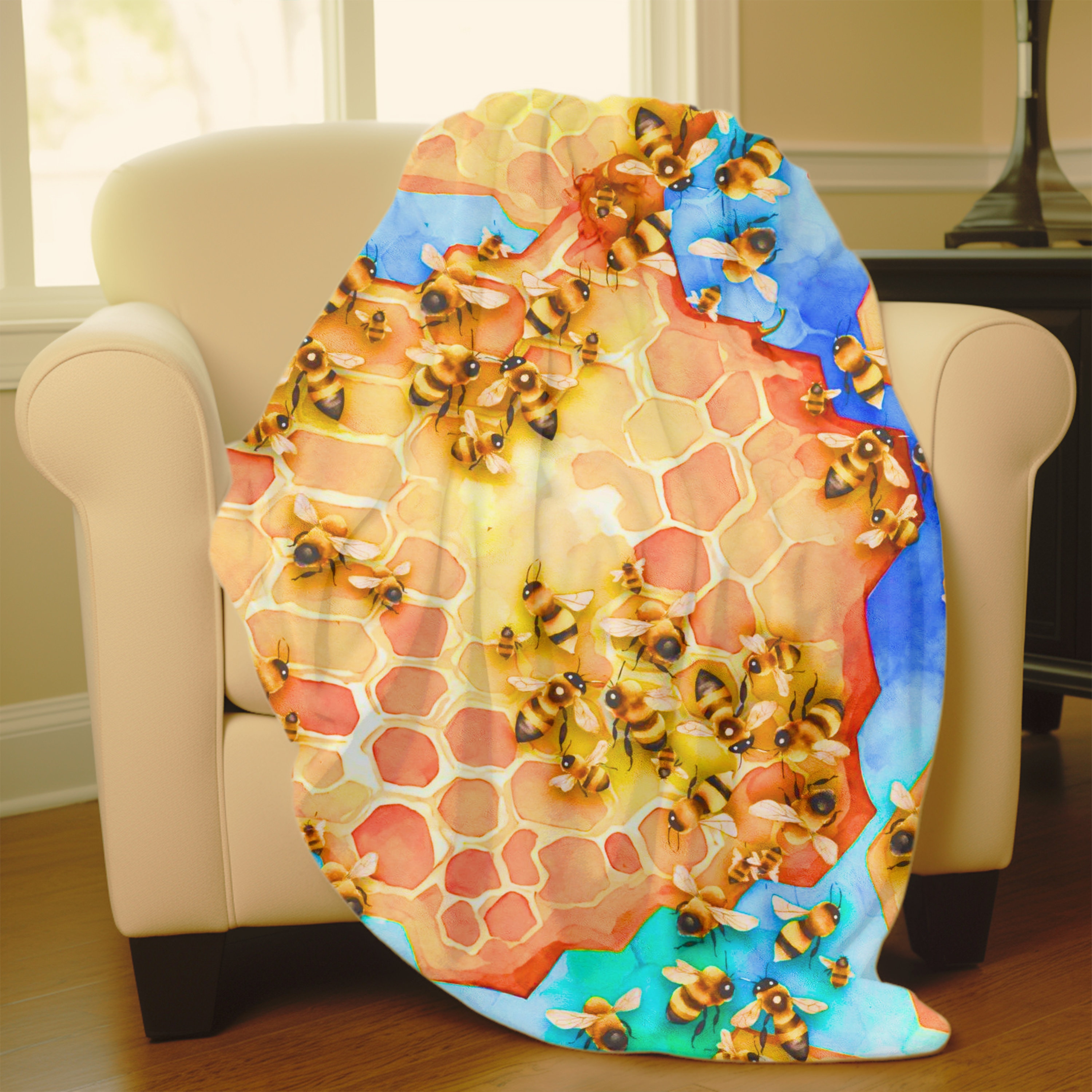 Cottagecore Honeycomb and Bees Blanket Gift for Friends of Bees, Gift for Insect Lover, World of ...