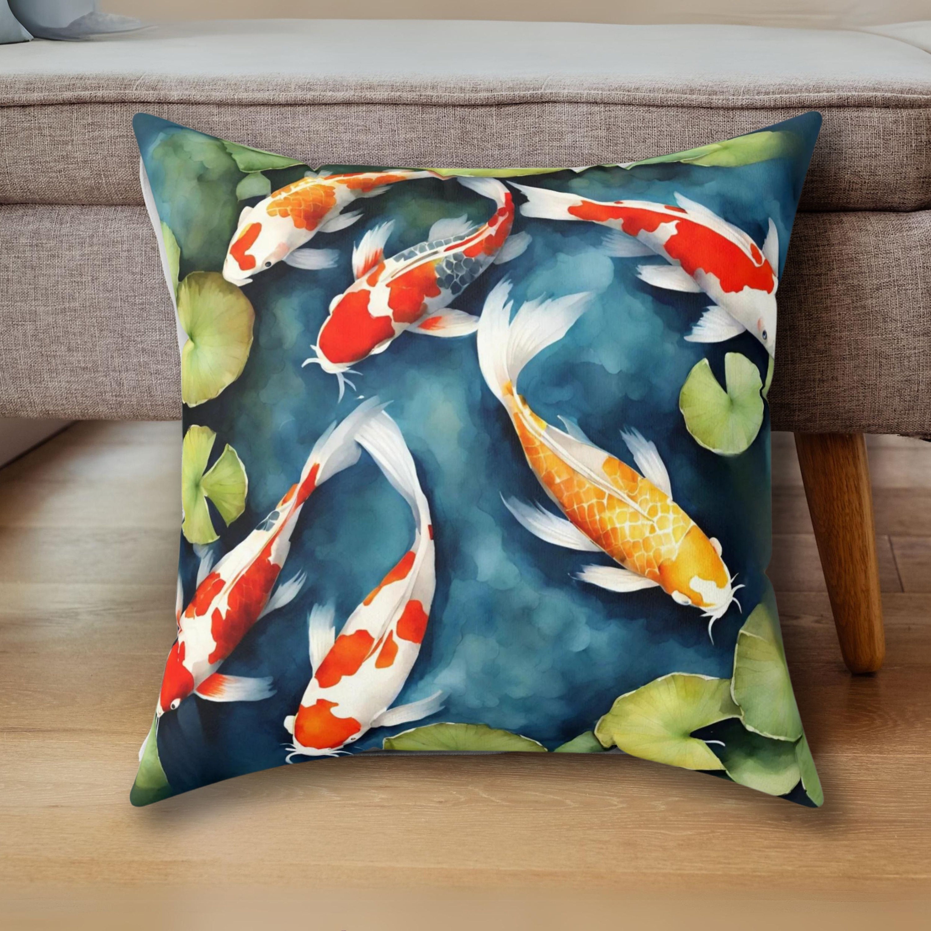 Koi Fish Pillow, 4 Sizes, Fun Koi Pond Theme Pillow Gift for Family and ...
