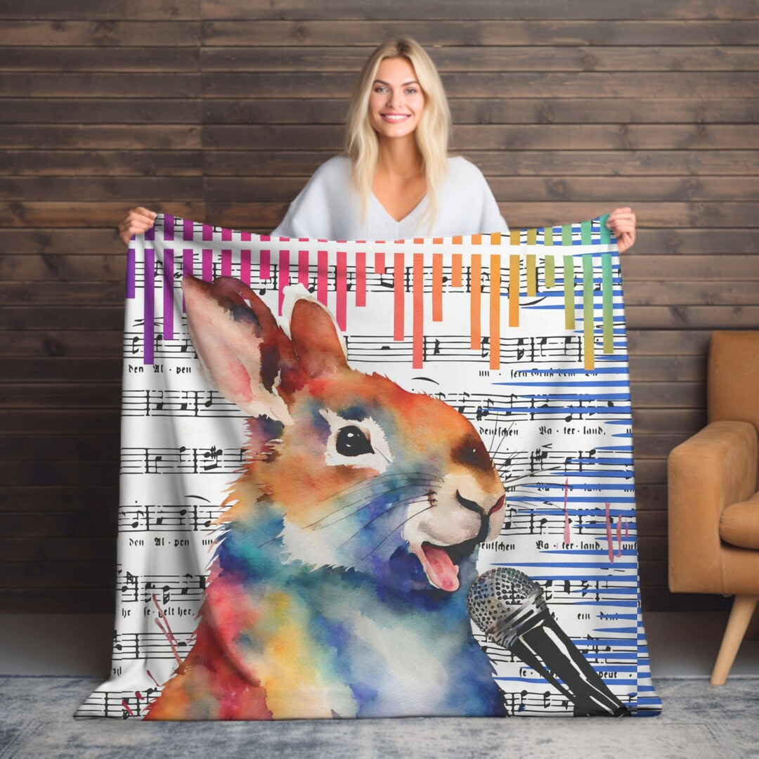Musical Rabbit Singer Velveteen Plush Blanket, Gift for Teacher ...