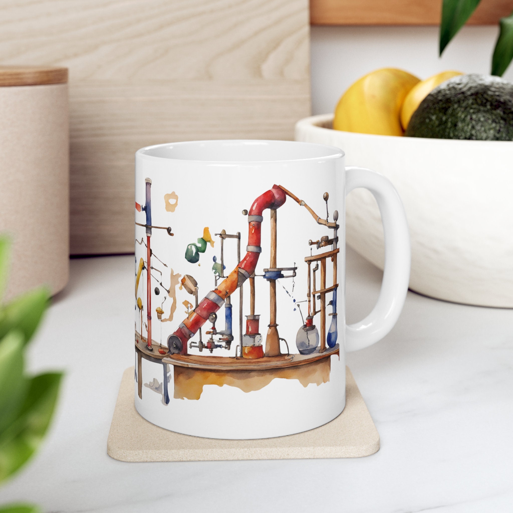 Rube Goldberg Machine Mug, Colorful Laboratory Gift for Teacher ...