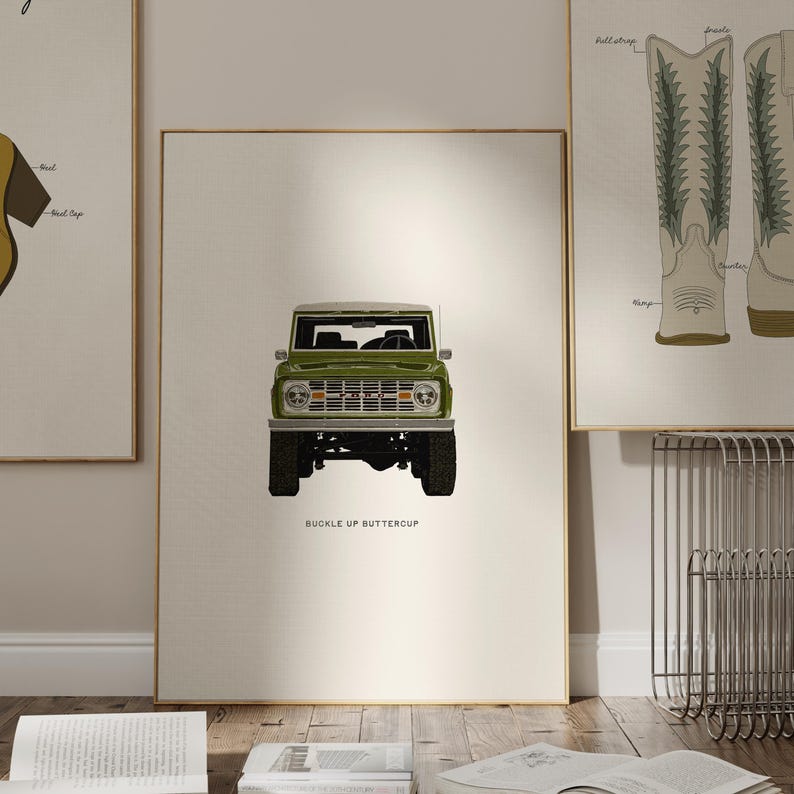 Ford Bronco Pencil Drawing, Buckle up Buttercup Quirky Quote, Classic ...