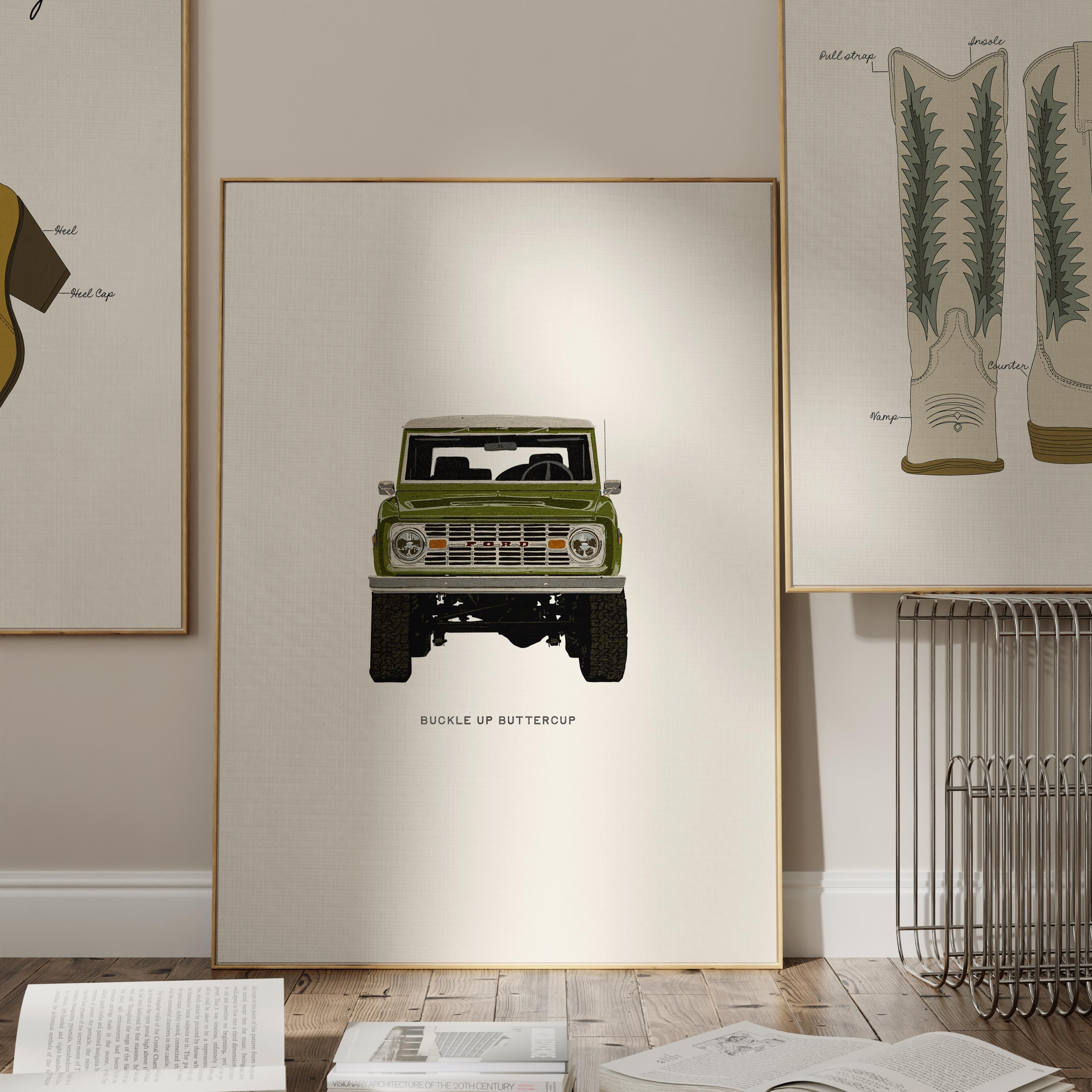 Ford Bronco Pencil Drawing, Buckle up Buttercup Quirky Quote, Classic ...