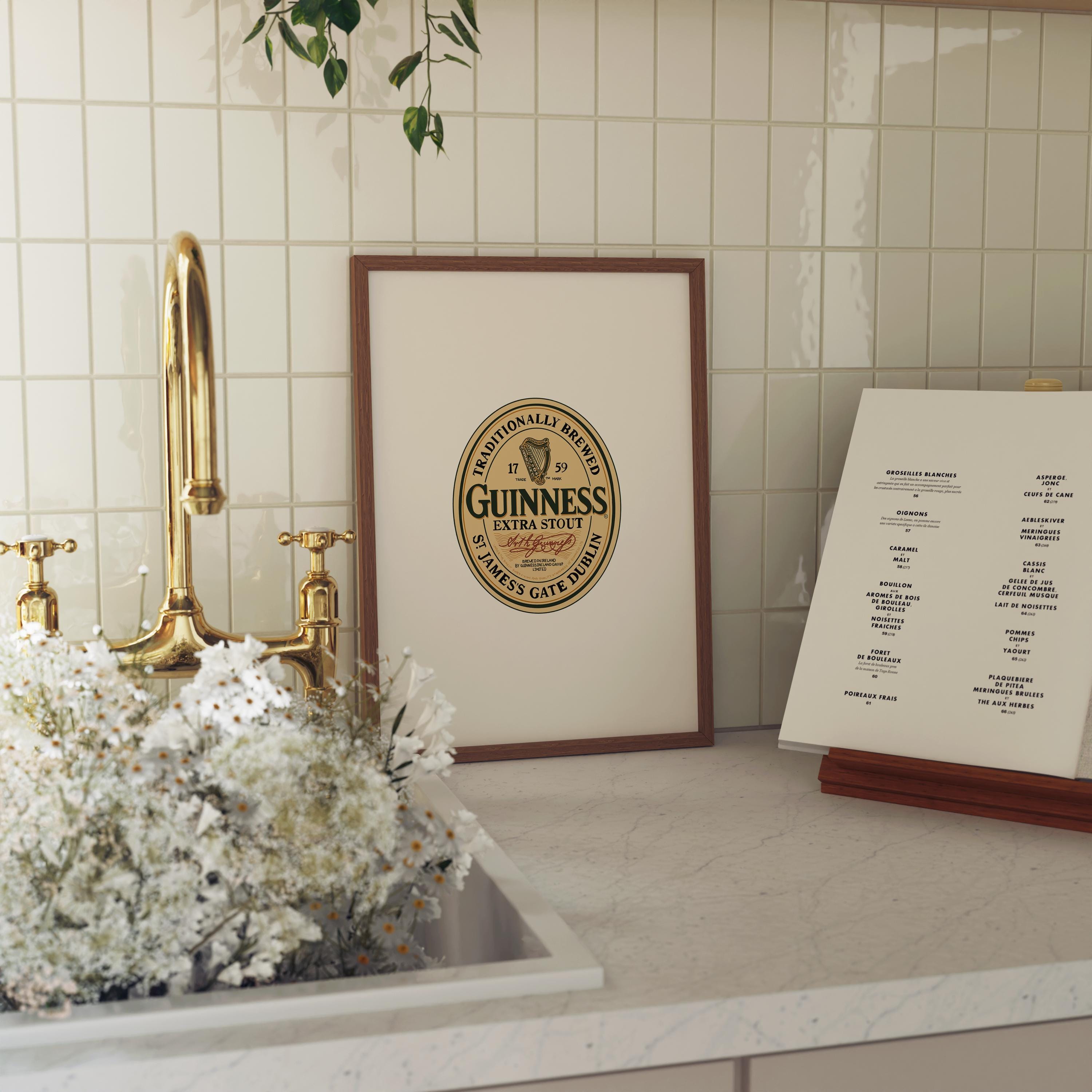 Guinness Beer Label Print, Bar Prints, Bar Cart Wall Art, Cheers Print ...