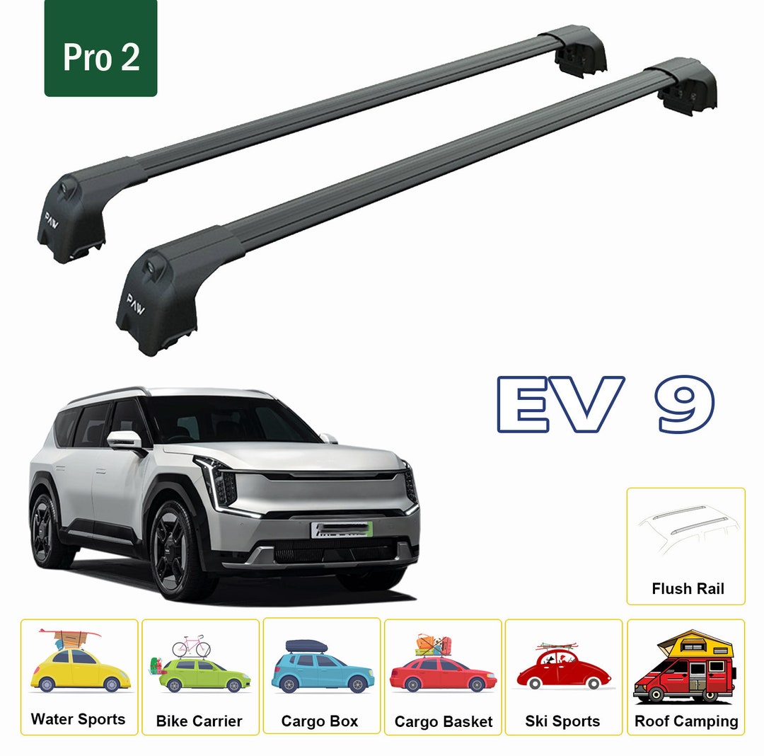 For Kia EV9 2023-up Roof Rack Cross Bars Metal Bracket Flush Rail Alu ...