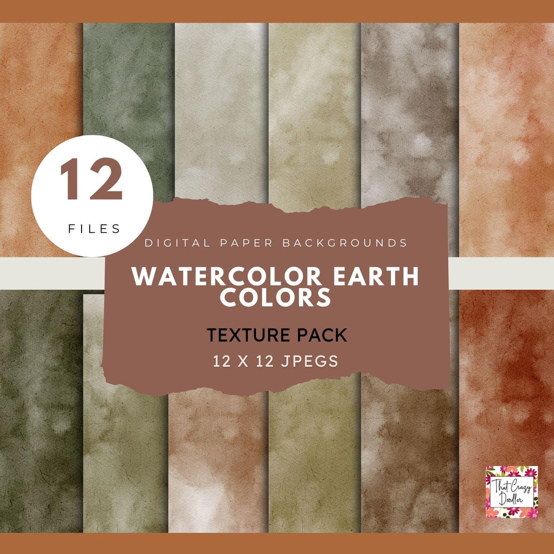 Watercolour Earth Tones Digital Paper Texture Background Wash Clipart ...